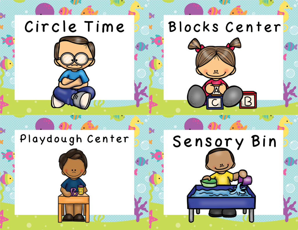 Centers Signs Ocean Life for Preschool, PreK, or Kindergarten | Made By ...
