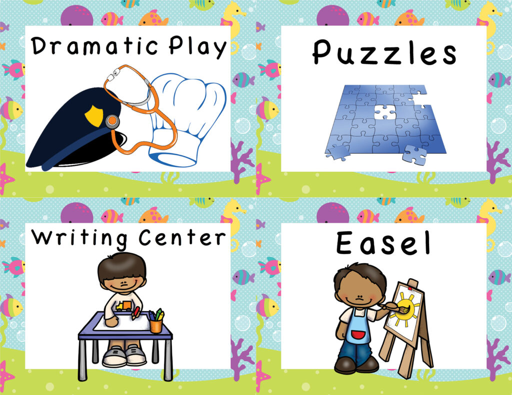 Centers Signs Ocean Life for Preschool, PreK, or Kindergarten | Made By ...