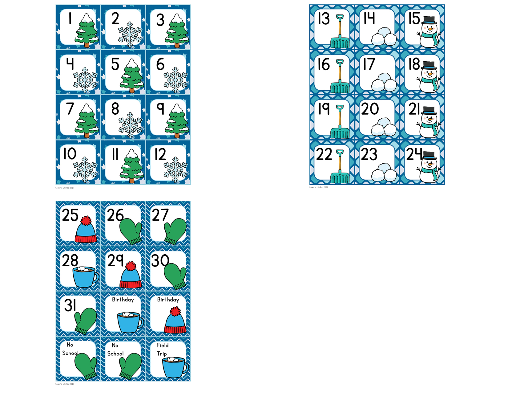 Calendar Number Cards Winter Theme | Made By Teachers