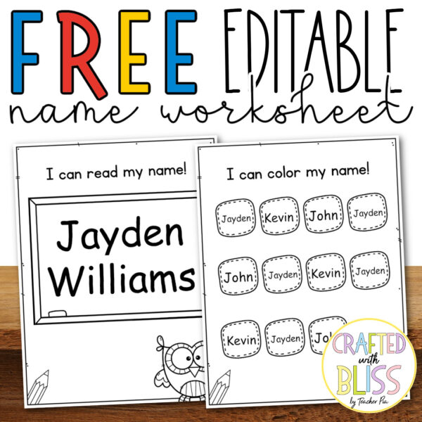 FREE EDITABLE Name Practice Worksheet (Preschool, Sped, Kindergarten ...