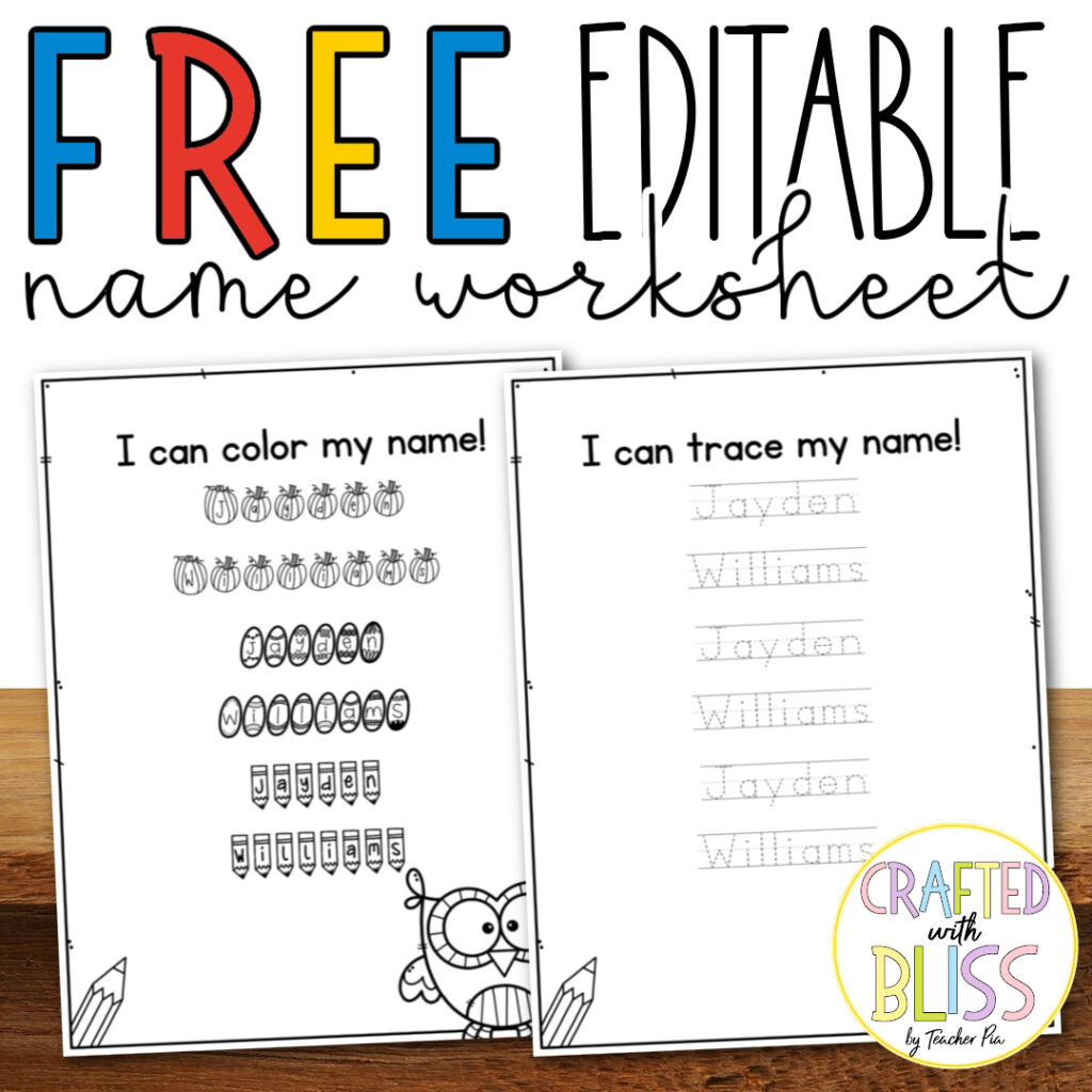 FREE EDITABLE Name Practice Worksheet (Preschool, Sped, Kindergarten ...