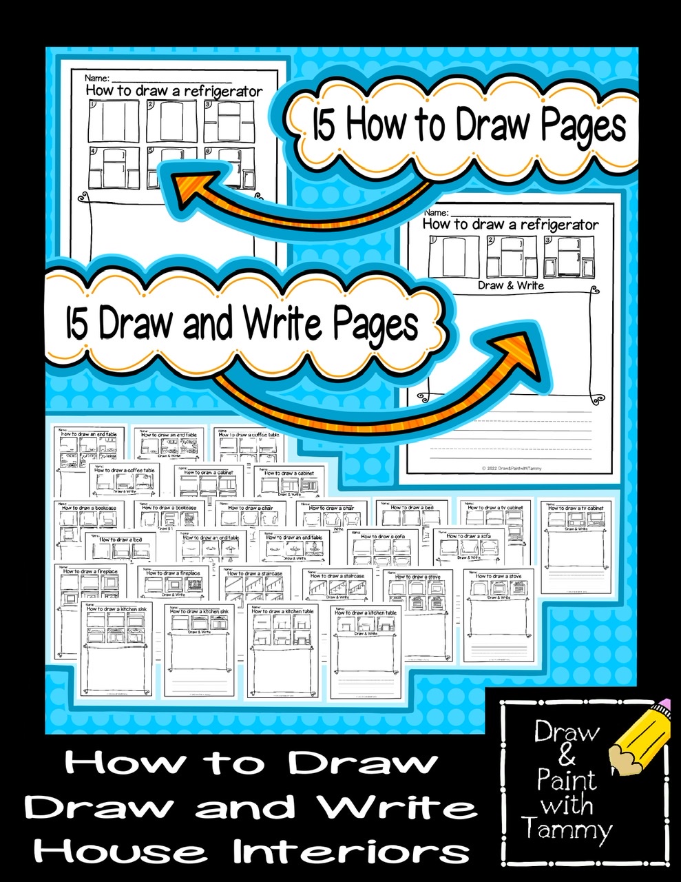House Interiors how to draw, draw and write printable art activity ...
