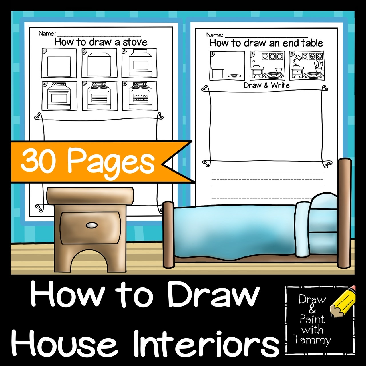 House Interiors how to draw, draw and write printable art activity ...