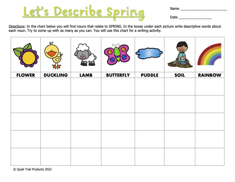 Spring Descriptive Writing Activities - Made By Teachers