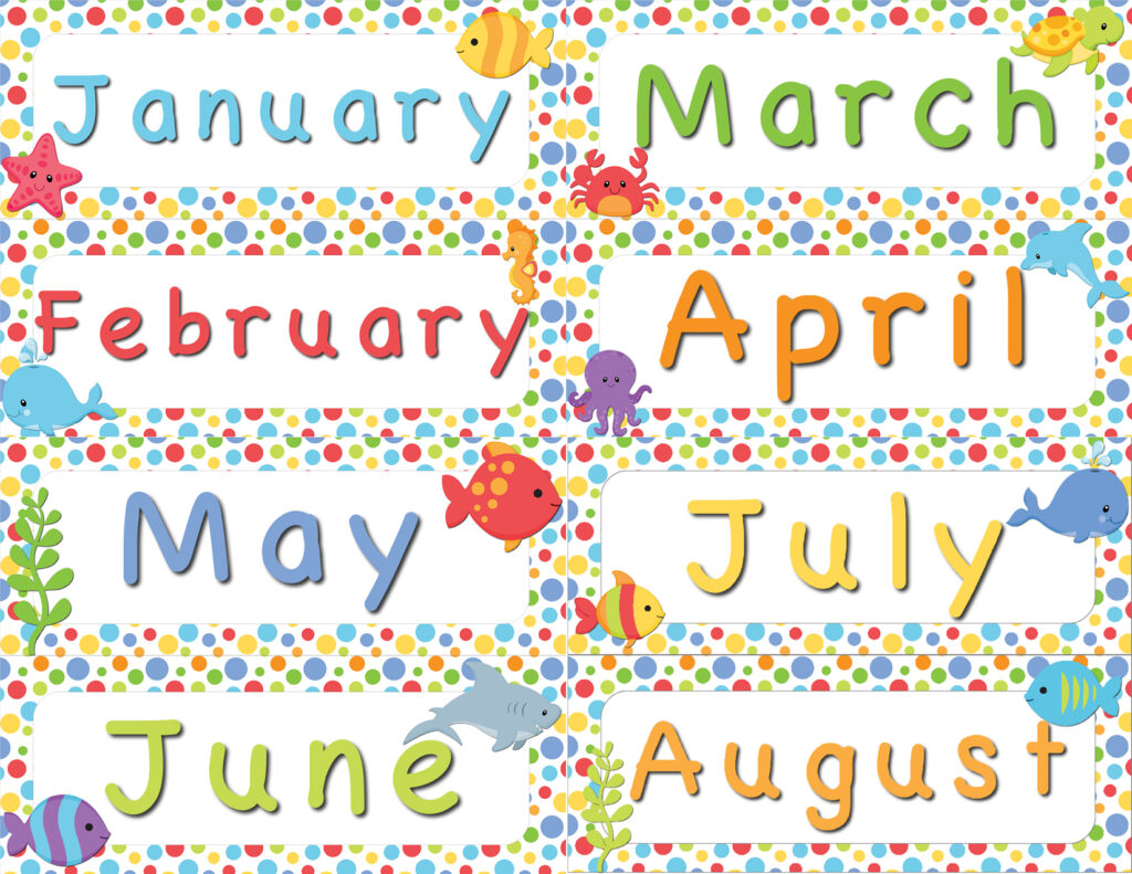 Ocean Theme Calendar Months of the Year - Made By Teachers