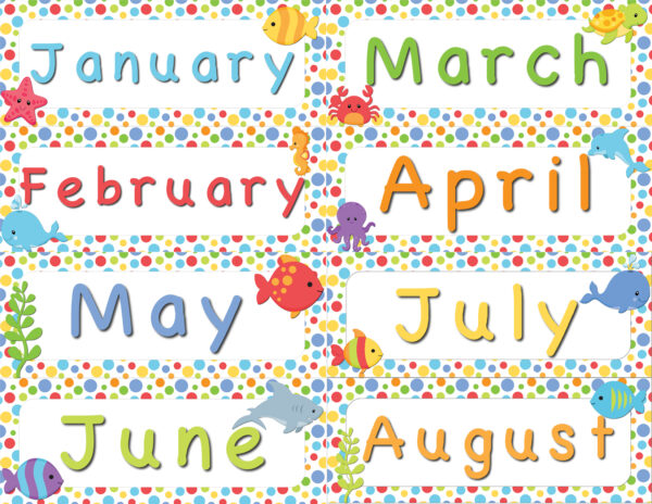 Ocean Theme Calendar Months of the Year - Made By Teachers