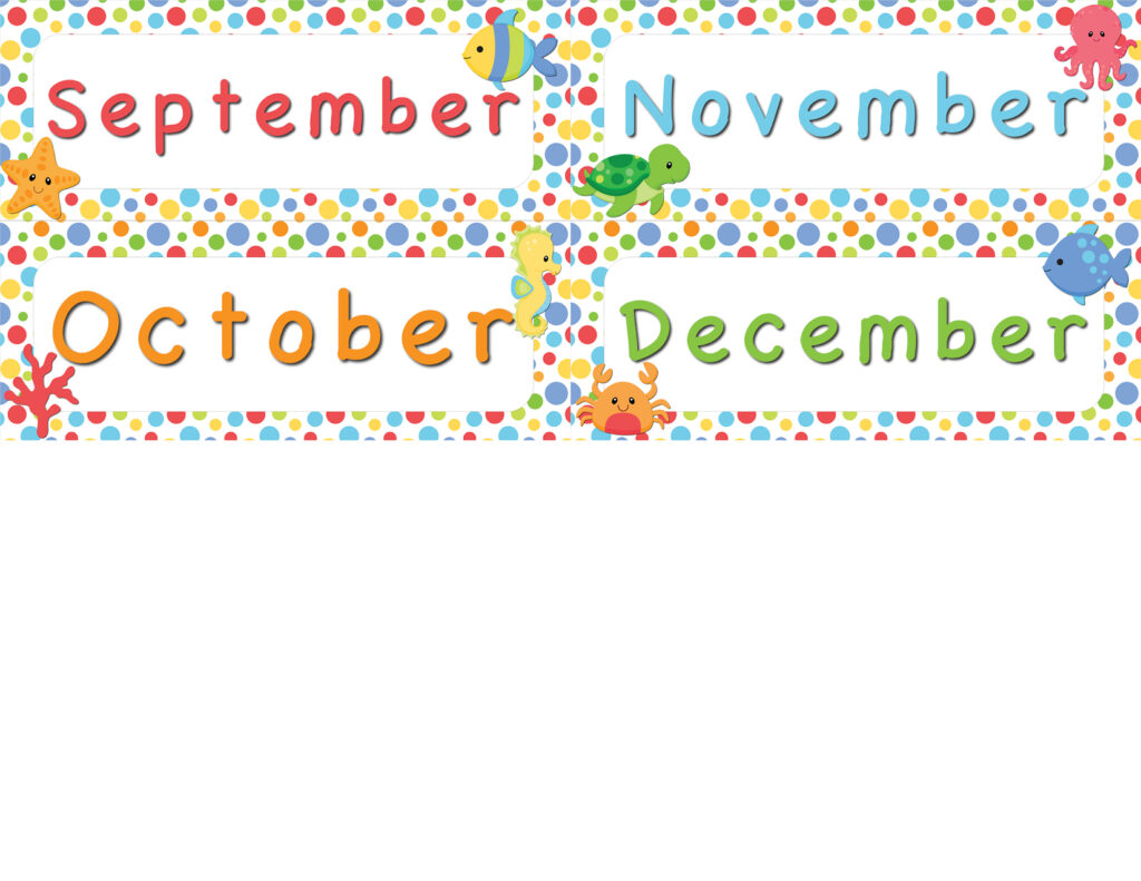 Ocean Theme Calendar Months of the Year - Made By Teachers