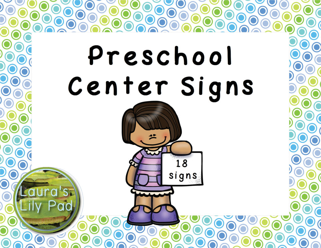 Preschool Centers Signs Blues and Greens | Made By Teachers