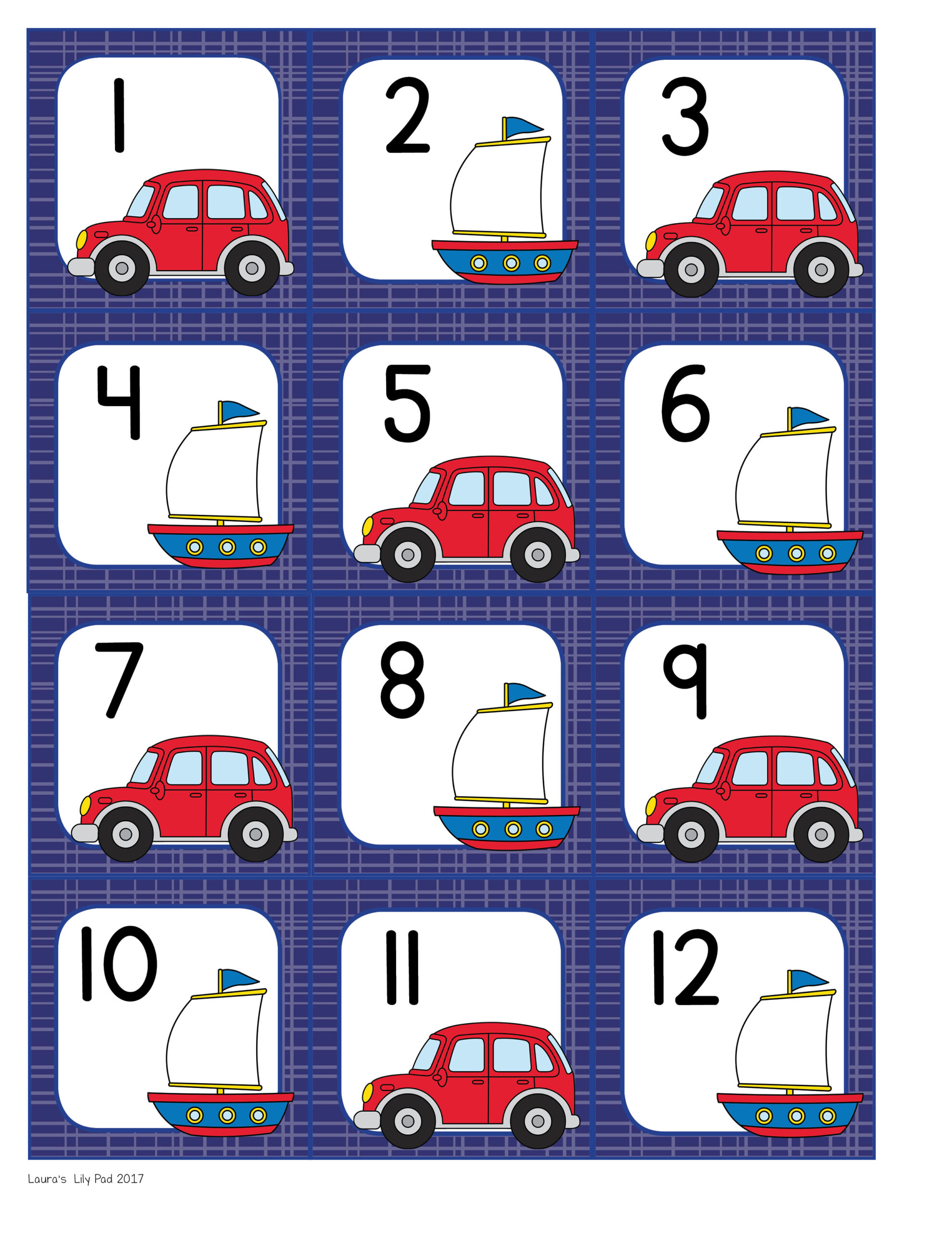 Calendar Number Cards Transportation Theme - Made By Teachers