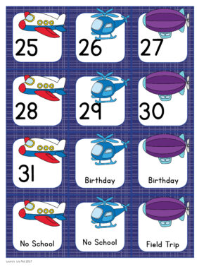 Calendar Number Cards Transportation Theme - Made By Teachers