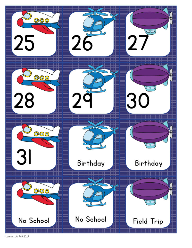 Calendar Number Cards Transportation Theme - Made By Teachers
