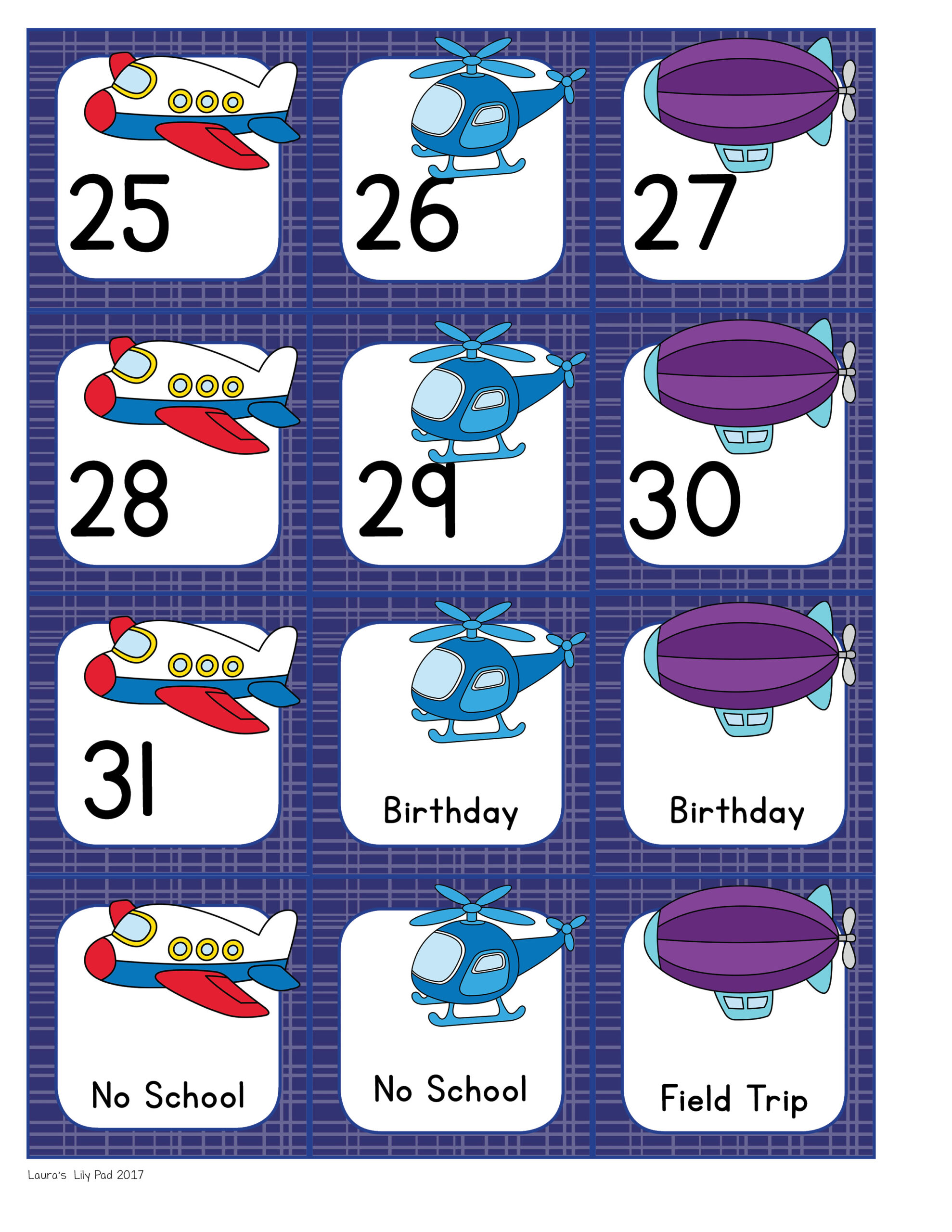 Calendar Number Cards Transportation Theme - Made By Teachers