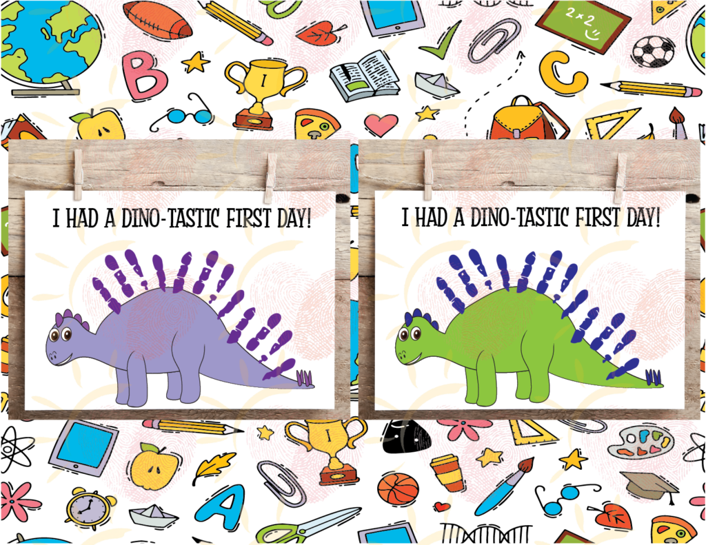 Dinosaur - first day of school – keepsake – sign - handprint art – DIY ...
