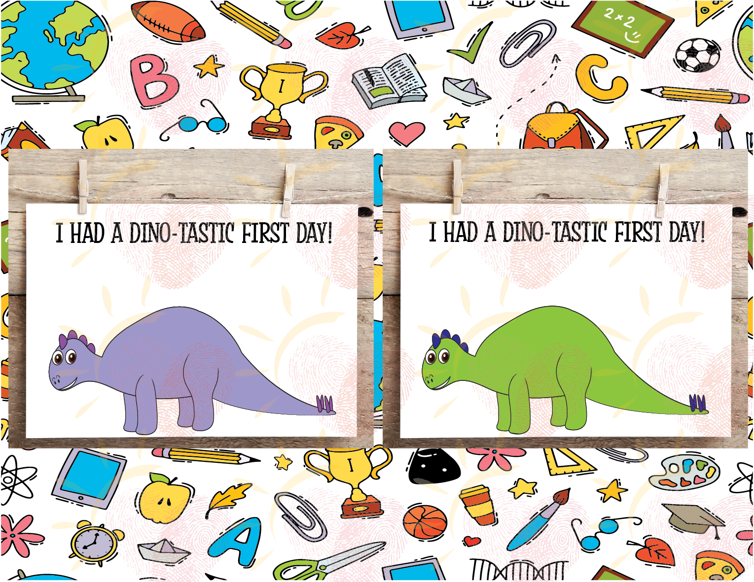 Dinosaur - first day of school – keepsake – sign - handprint art – DIY ...