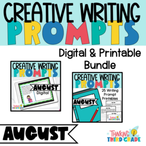 Creative Writing Prompts for August | DIGITAL Task Cards | Prewriting ...