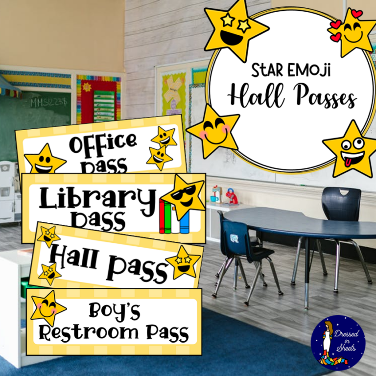 Editable Star Emoji Hall Passes - Made By Teachers