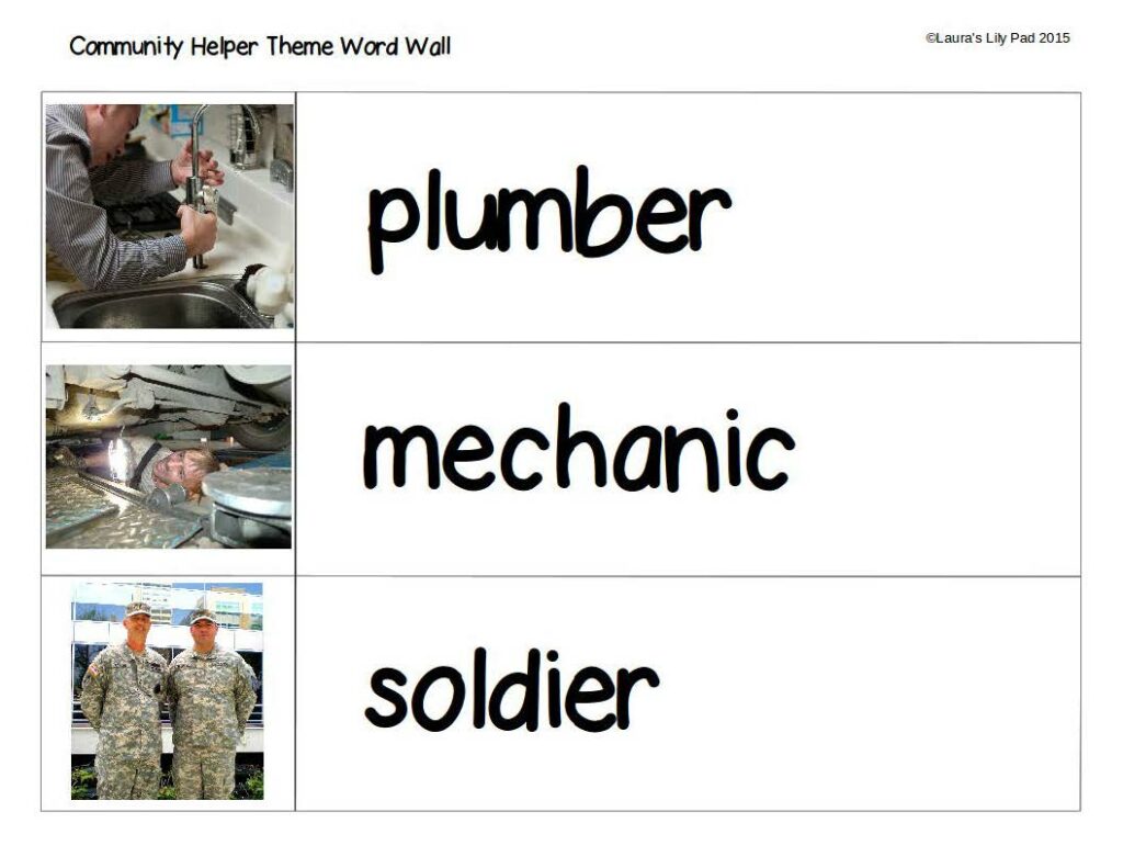 Community Helpers Photographic Word Wall - Made By Teachers