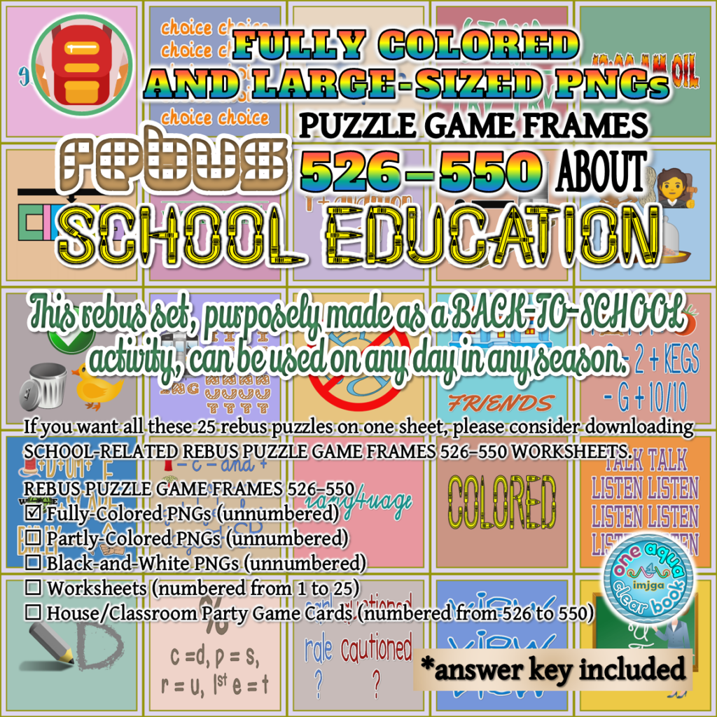Fully Colored Rebus Puzzle Game Frames 501–600 PNGs | Made By Teachers