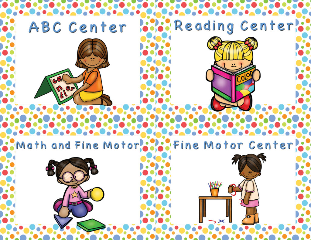Colorful Circles Centers Signs for Preschool, PreK, and Kindergarten ...