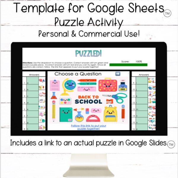 Template for Google Sheets - Digital Activity - Self-Grading - Self ...