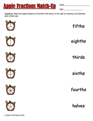 Identifying Fractions Worksheets-Apple Theme - Made By Teachers