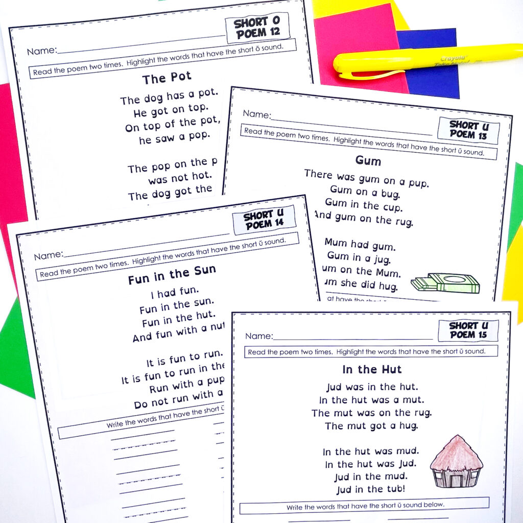 Decodable CVC Poems and Worksheets - Made By Teachers