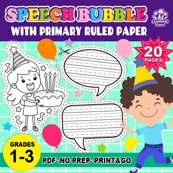 Speech Bubbles Primary Ruled Writing Paper | Color Cut & Paste Activity ...