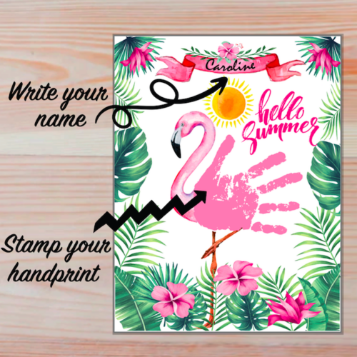 Summer Craft | Flamingo Handprint Wall Art | Summer Activity | DIY ...