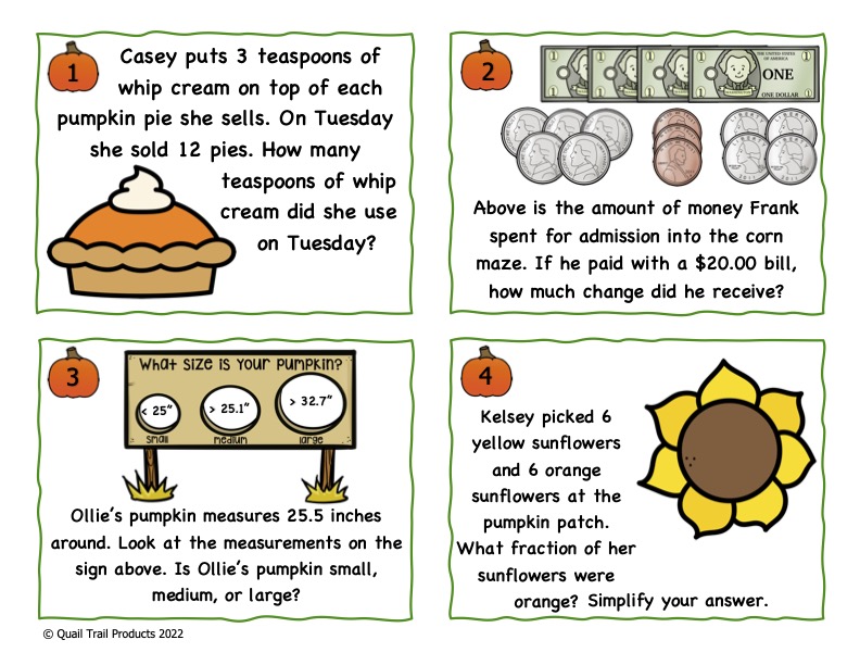 Pumpkin Patch Math Task Cards | Made By Teachers