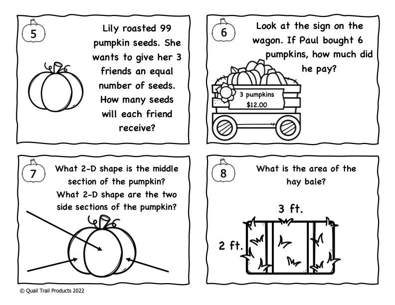 Pumpkin Patch Math Task Cards | Made By Teachers