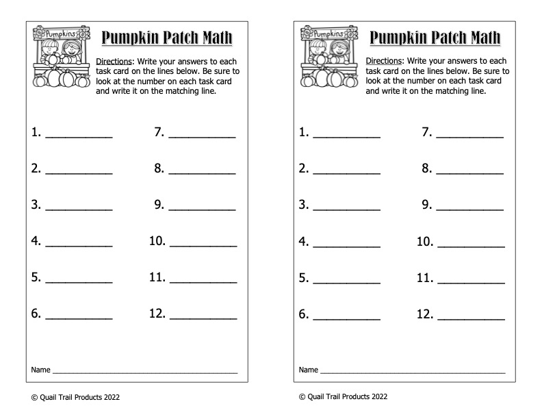 Pumpkin Patch Math Task Cards | Made By Teachers