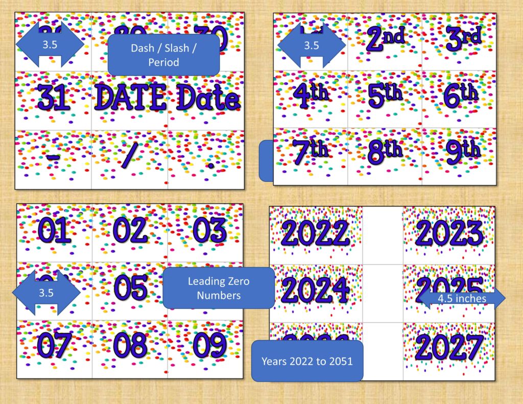 Daily Flip Calendar Cards 2022 to 2051 Confetti | Made By Teachers