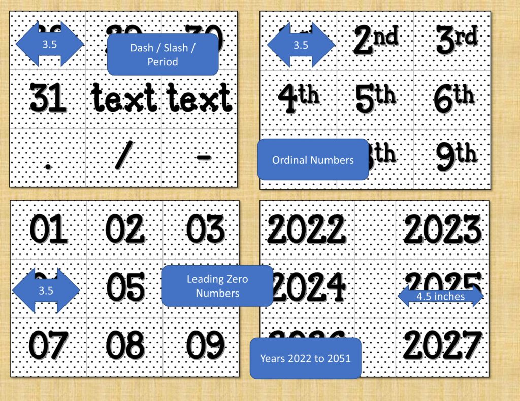 Daily Flip Calendar Cards 2022 to 2051 Polka Dot | Made By Teachers