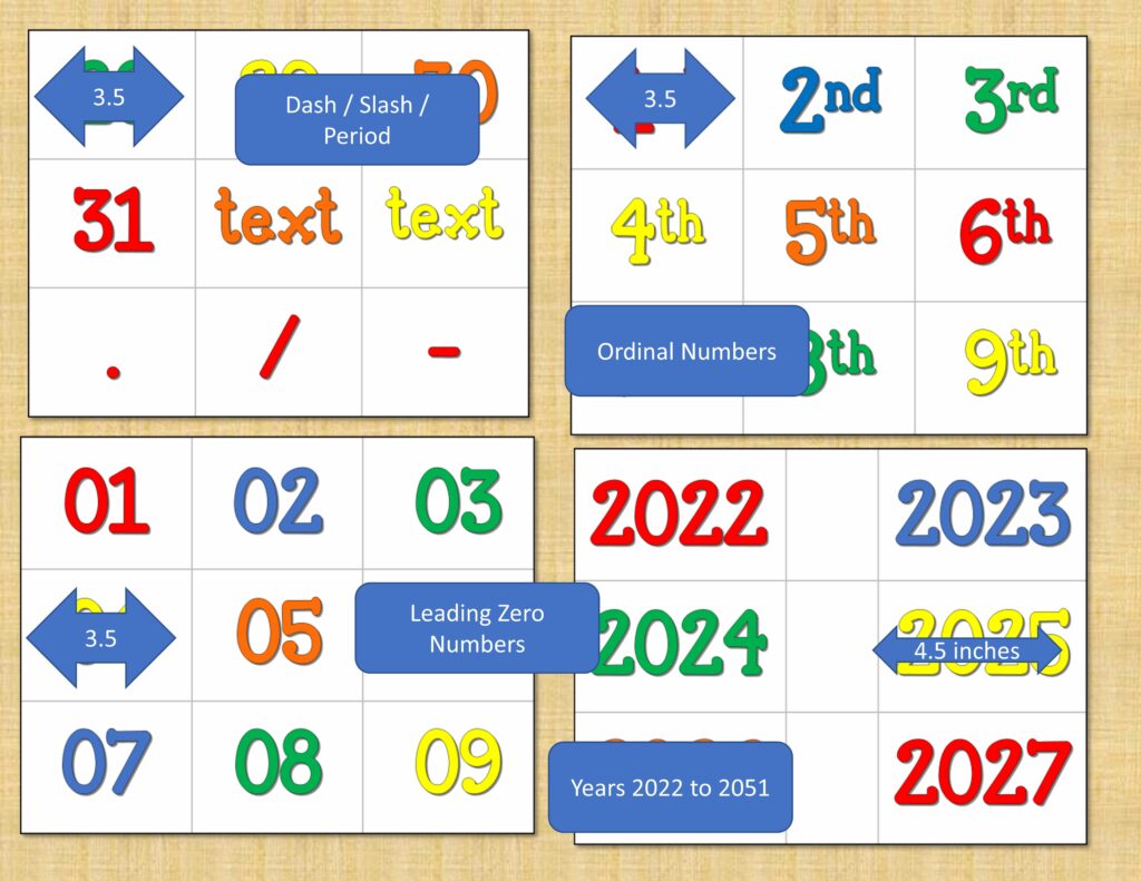 Daily Flip Calendar Cards 2022 to 2051 Primary Colors - Made By Teachers