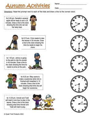 Elapsed Time Worksheets-Autumn Theme - Made By Teachers