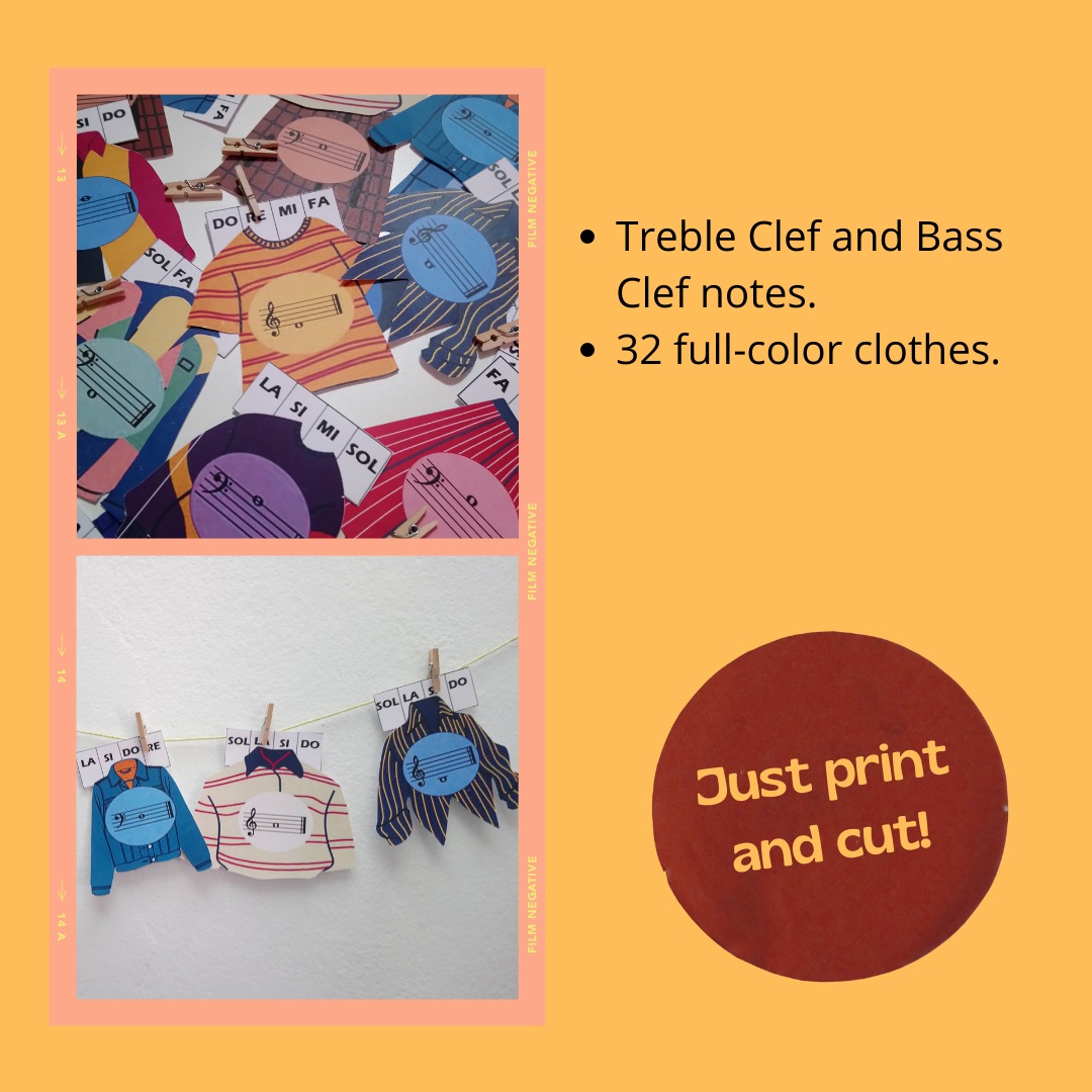 Note Reading Clip Cards - MUSICAL CLOTHESLINE | Made By Teachers