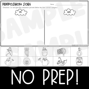 Spring Preposition Sort Worksheets Cut Glue Paste Sorting Positional ...
