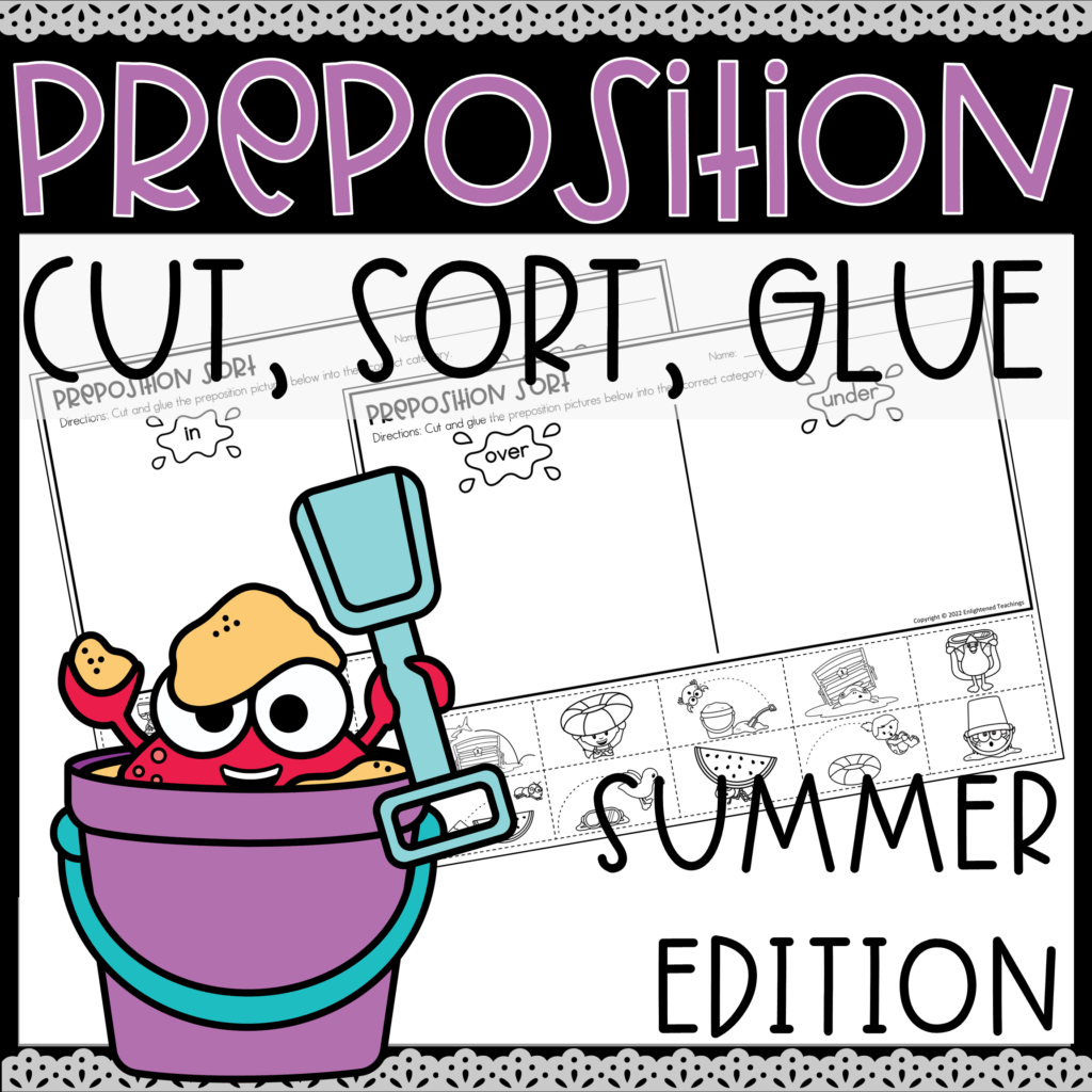 Summer Preposition Sort Worksheets Cut Glue Paste Sorting Positional ...