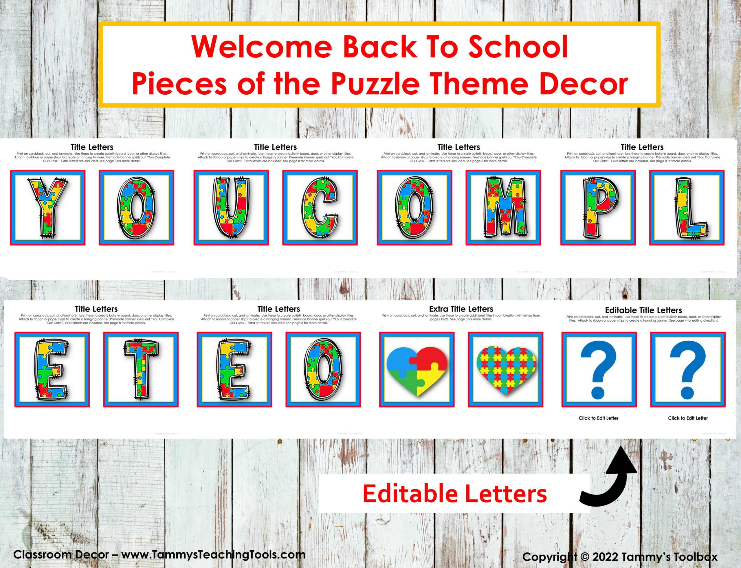 Puzzle Pieces Back To School Bulletin Board - Made By Teachers