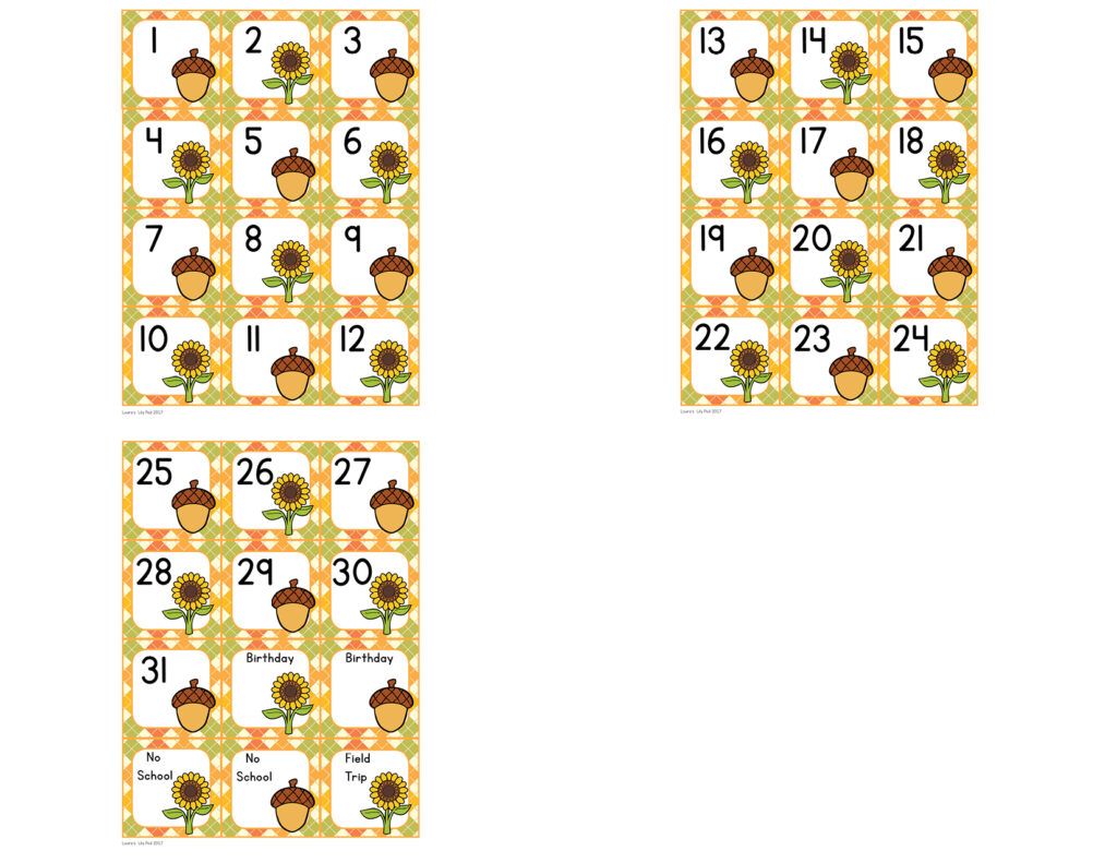Calendar Number Cards Fall Theme - Made By Teachers