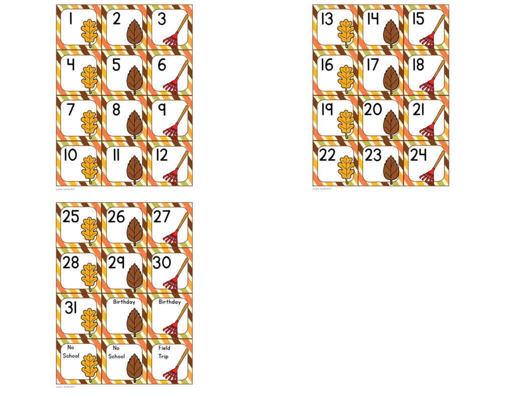 Calendar Number Cards Fall Theme | Made By Teachers