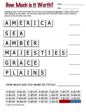 America the Beautiful ELA Worksheets | Made By Teachers