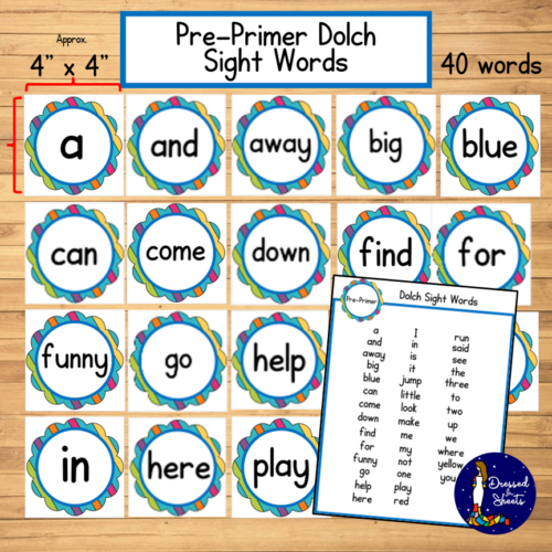 Pre-Primer Dolch Sight Words Word Wall - Made By Teachers