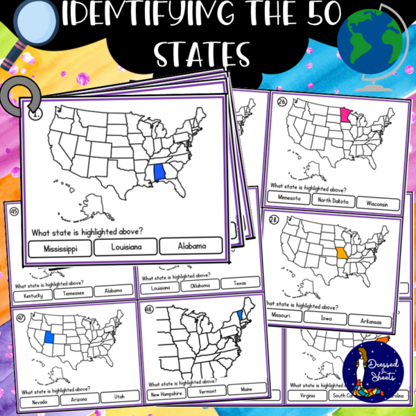 Identifying the 50 States Task Cards - Made By Teachers
