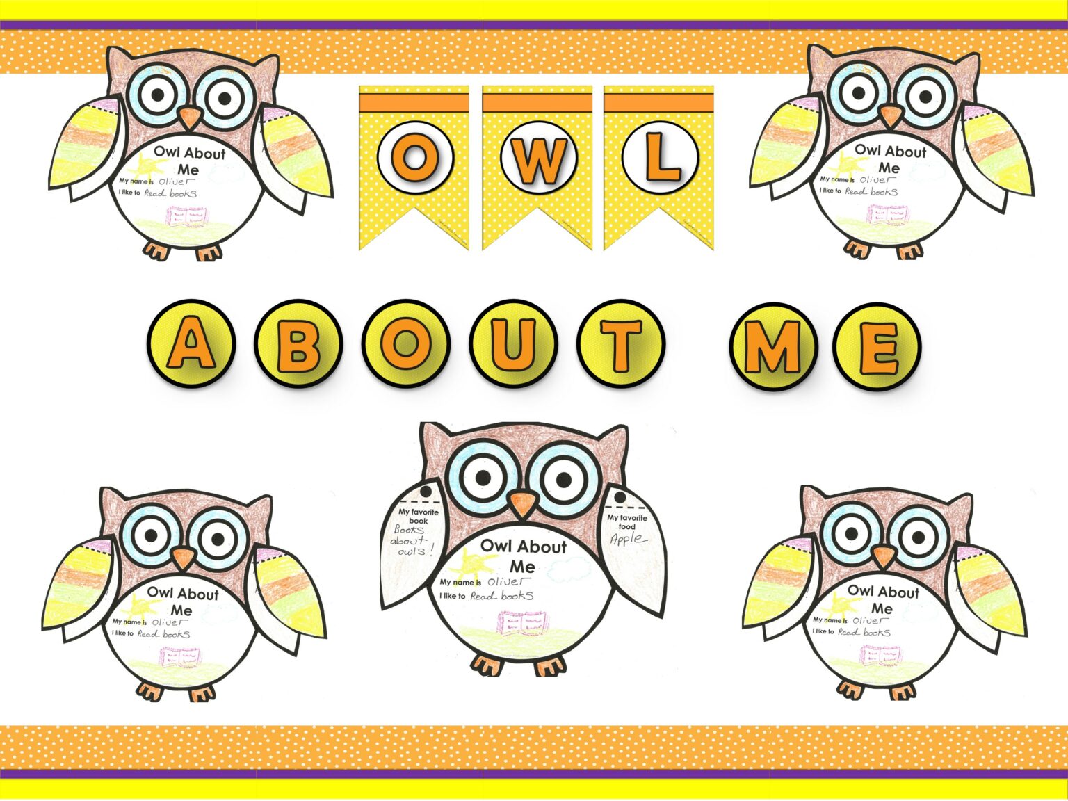 All About Me Back To School Bulletin Board - Owl Theme - Made By Teachers