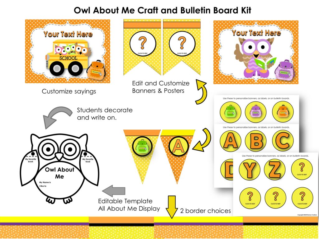 All About Me Back To School Bulletin Board - Owl Theme - Made By Teachers