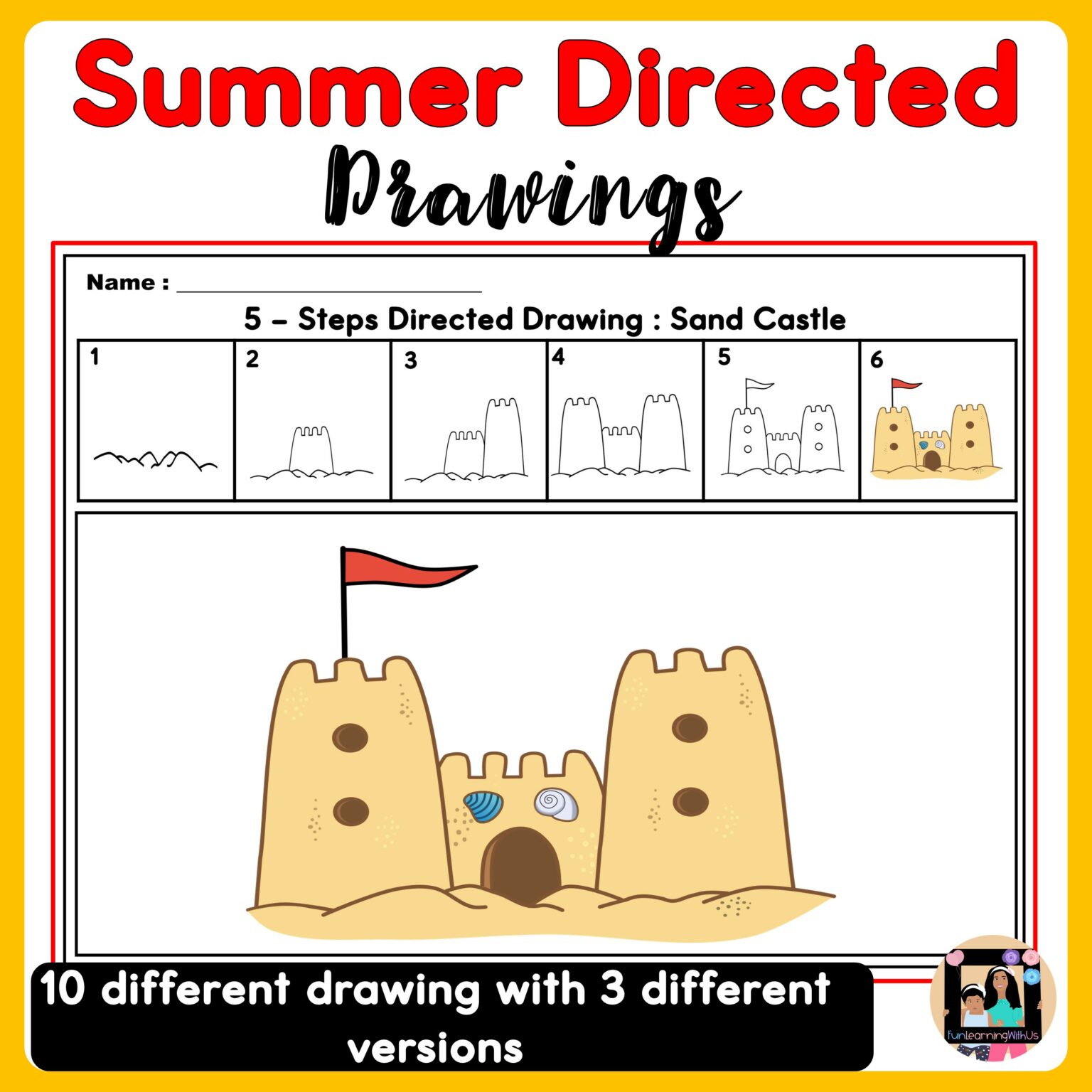 Summer Season Directed Drawing - July Writing Prompts Worksheets - Made ...