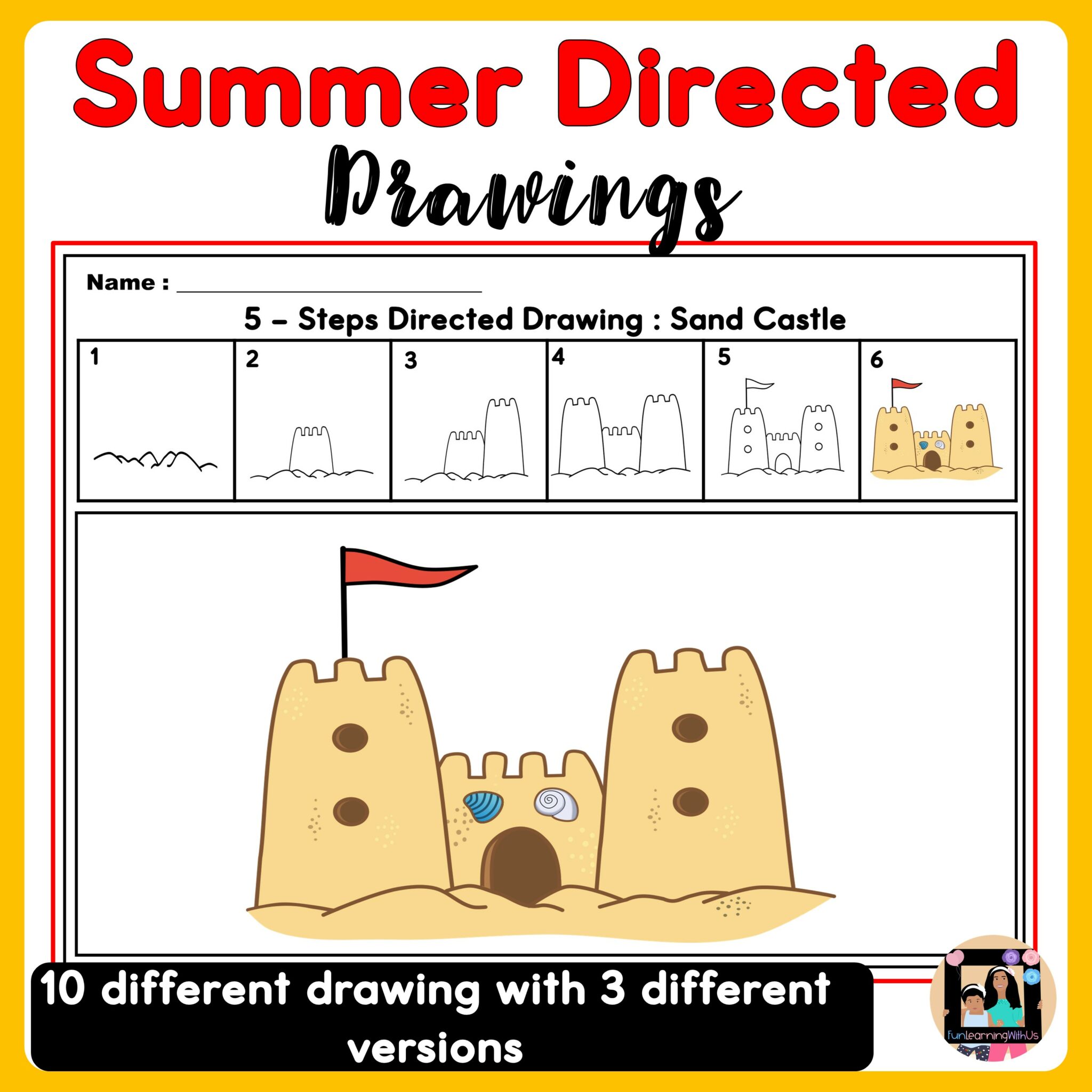Summer Season Directed Drawing - July Writing Prompts Worksheets - Made ...