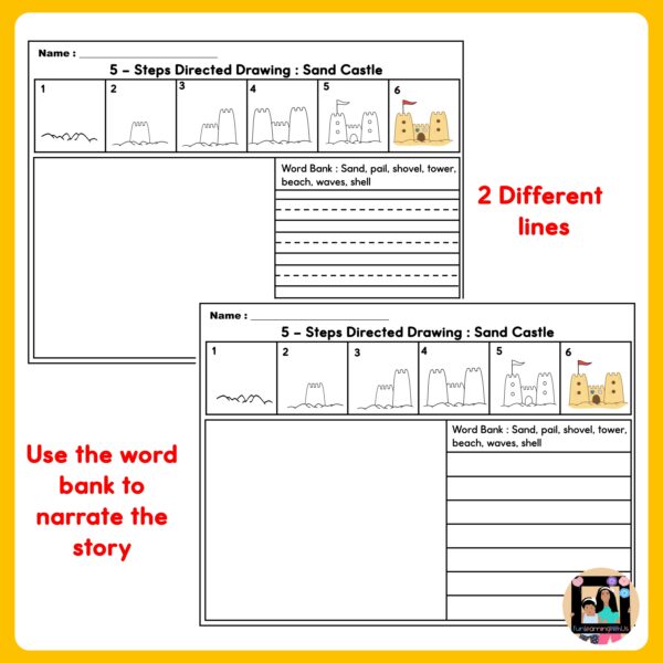 Summer Season Directed Drawing - July Writing Prompts Worksheets - Made ...
