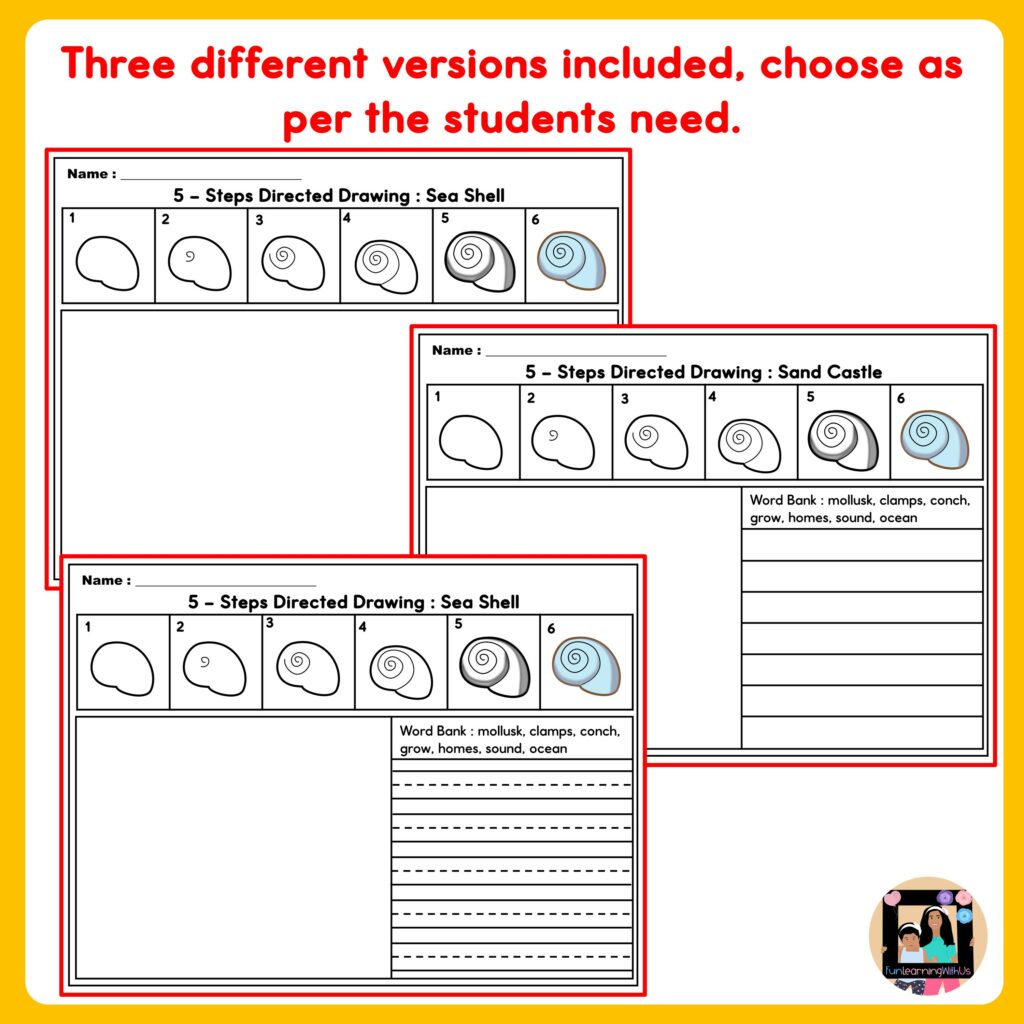 Summer Season Directed Drawing - July Writing Prompts Worksheets - Made ...